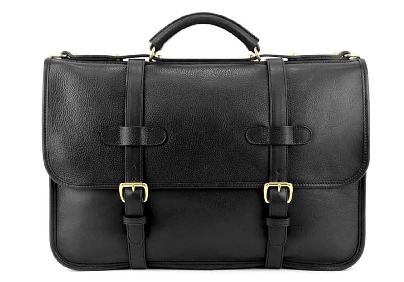 Bound Edge English Briefcase Black Navy Trim Sunbrella Lining Frank ...